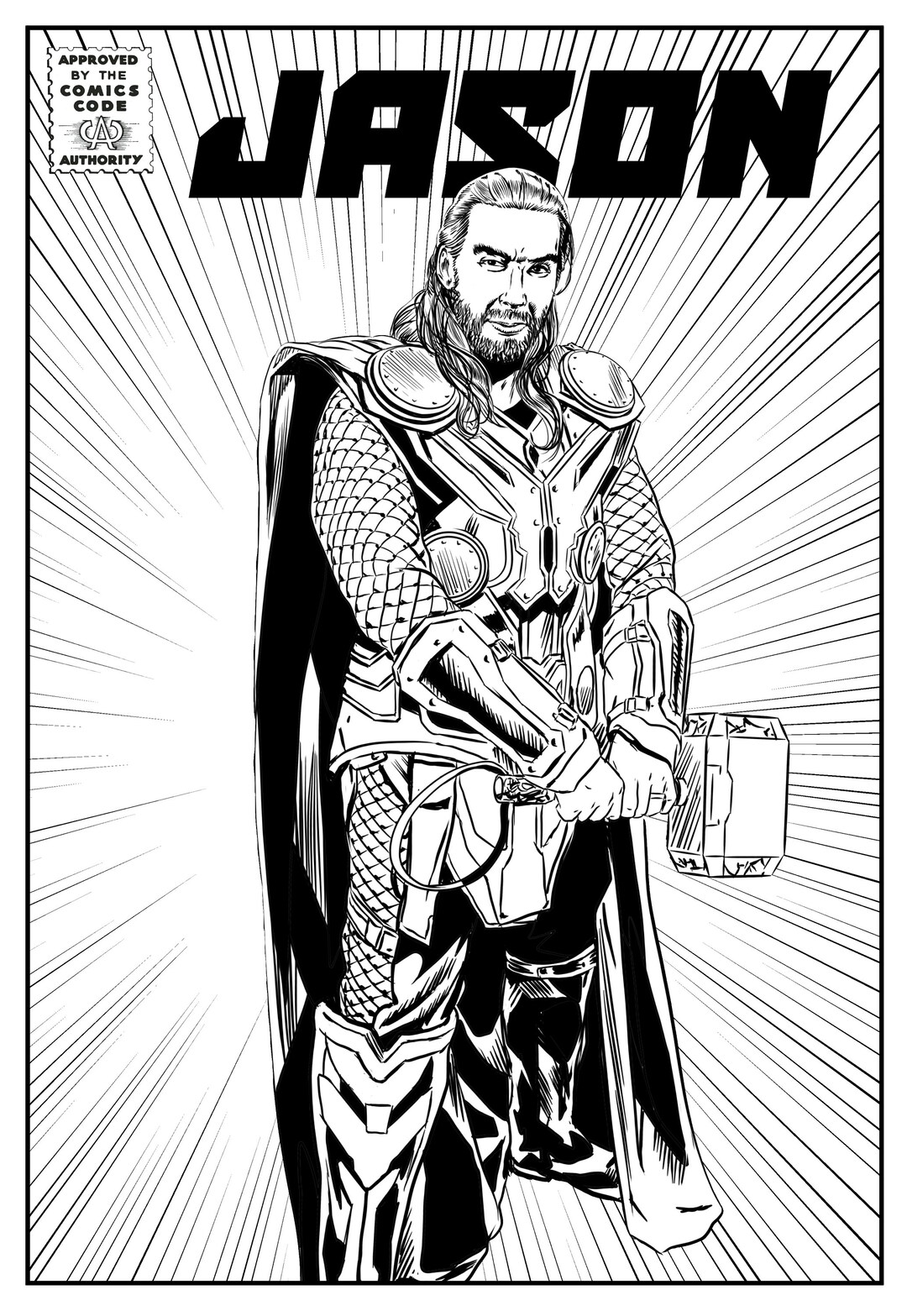 Personalised Superhero Comic Cover Portrait Single B&W - Be Anyone! - Etsy