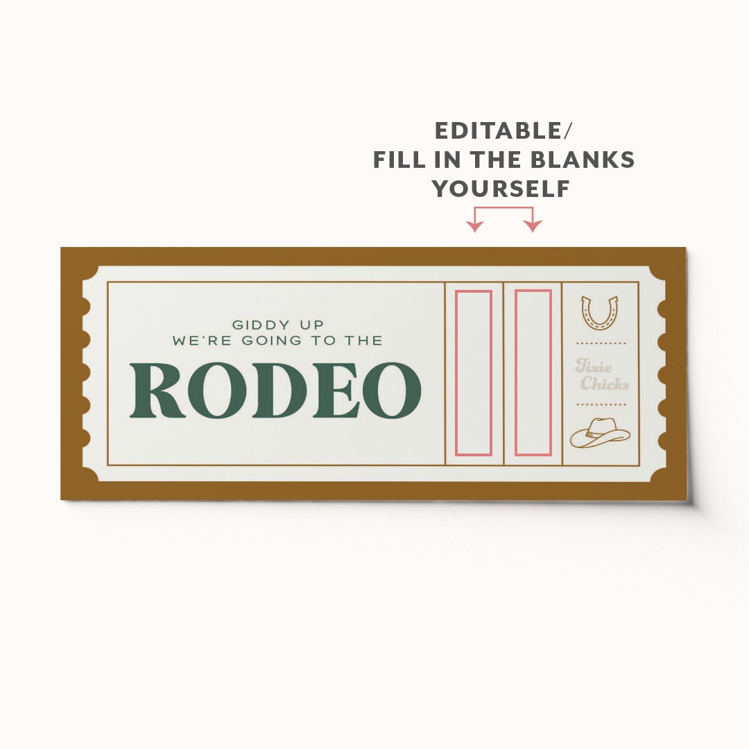 Custom Rodeo Ticket Voucher • Surprise Gift (editable PDF) - Etsy