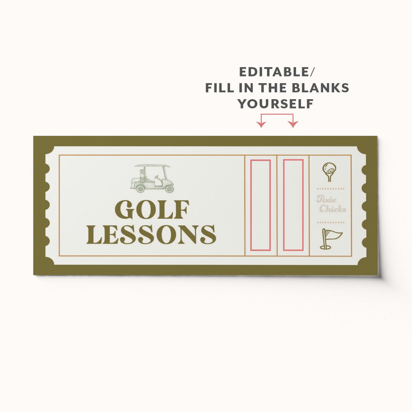 Custom Golf Lessons Ticket Voucher • Surprise Activity • BEST SELLER ...