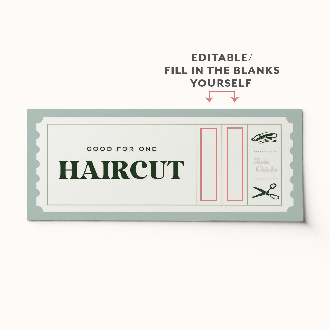 Haircut Ticket Voucher • Surprise Gift, Editable PDF - Etsy