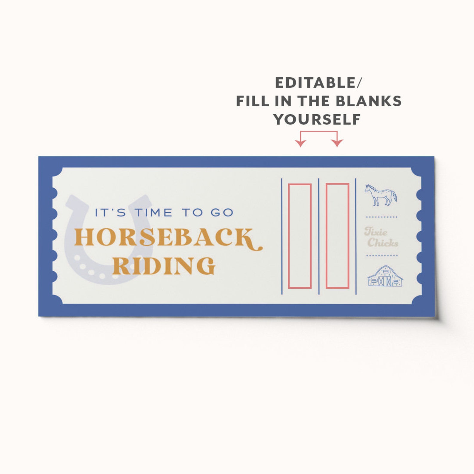 Custom Horseback Riding Ticket Voucher • Surprise Activity • BEST ...
