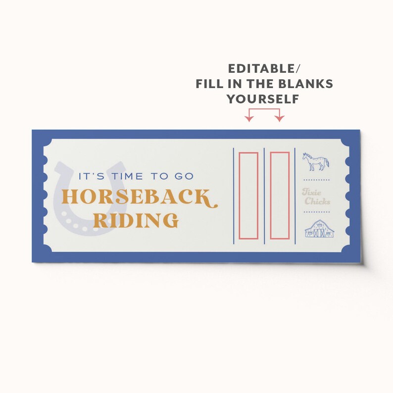 Custom Horseback Riding Ticket Voucher • Surprise Activity • BEST ...