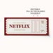 Custom Netflix Subscription Ticket • Printable Gift Voucher (editable ...