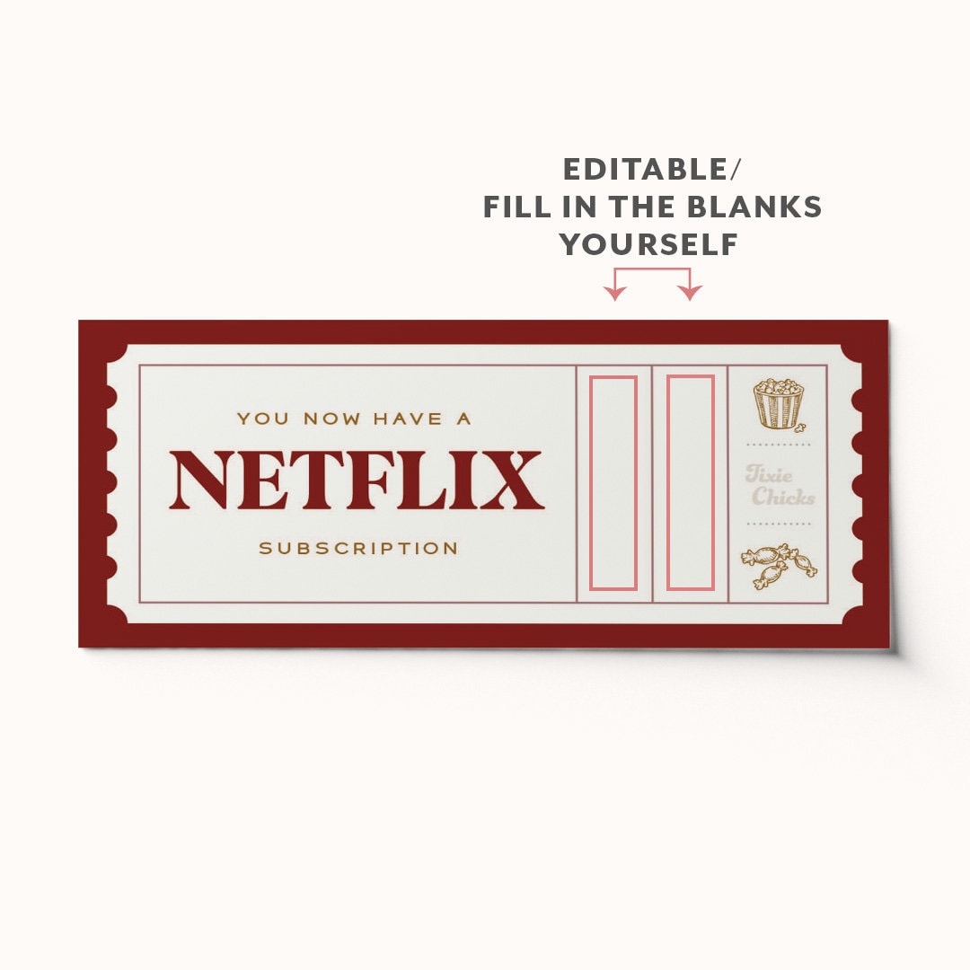 Custom Netflix Subscription Ticket Voucher • Surprise Gift • BEST ...
