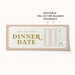 Custom Dinner Date Ticket Voucher • Editable PDF Gift - Etsy