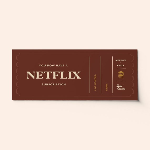 Custom Netflix Subscription Ticket Voucher Surprise Gift | Etsy