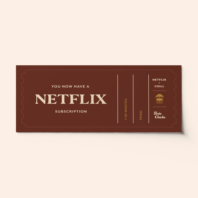Custom Netflix Subscription Ticket Voucher Surprise Gift - Etsy