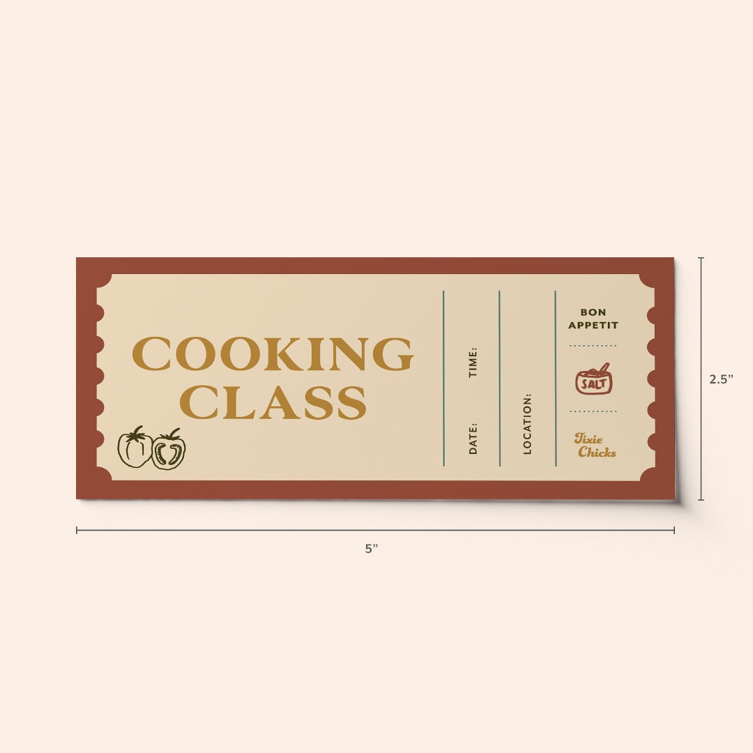 Custom Cooking Class Ticket Voucher Surprise Activity BEST - Etsy
