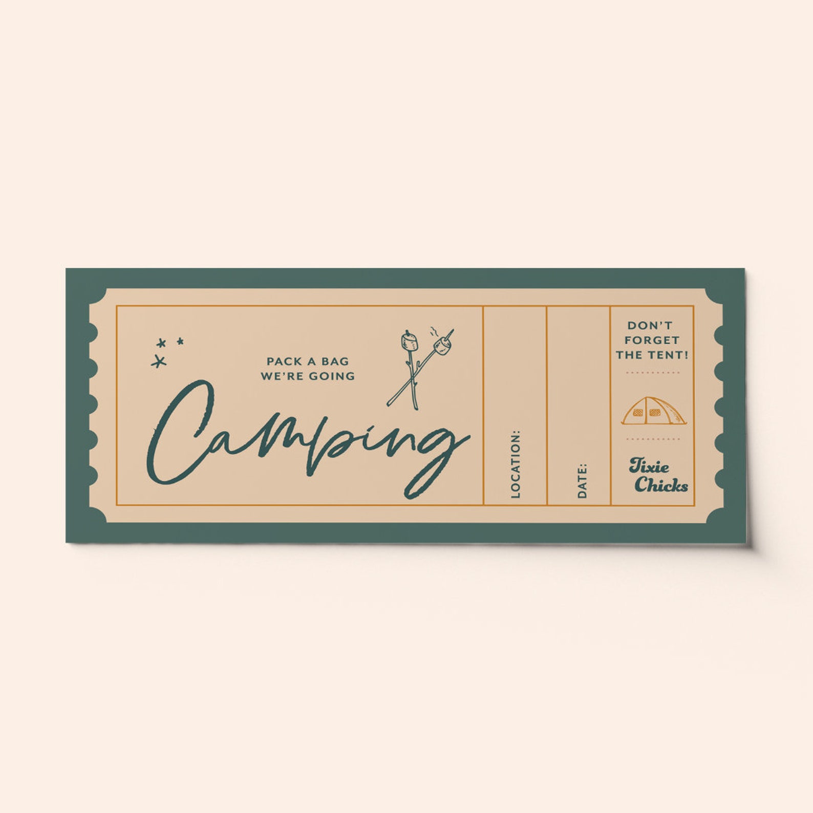 Custom Camping Trip Ticket Voucher Surprise Trip Activity - Etsy