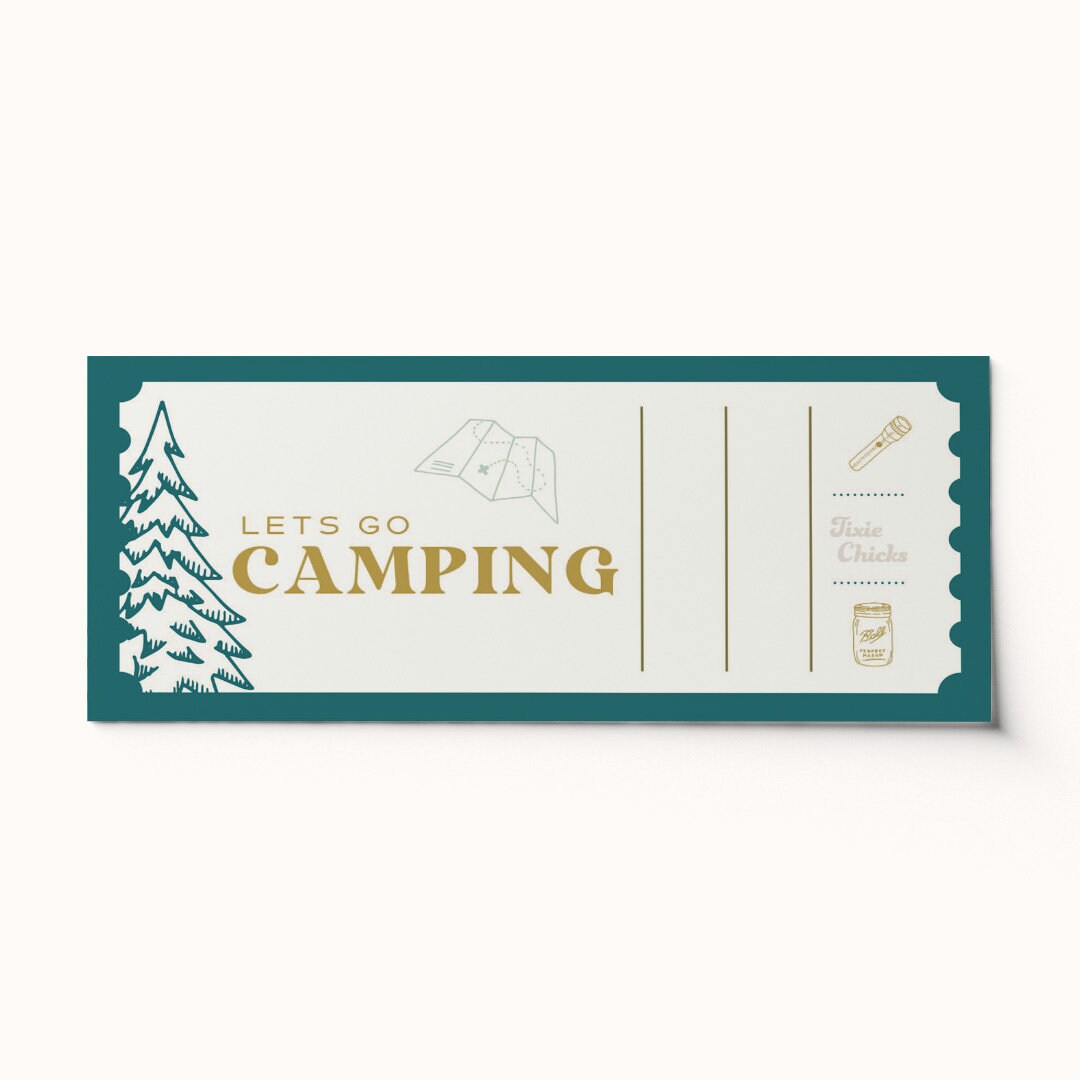 Custom Camping Trip Ticket Voucher • Surprise Activity (editable PDF ...