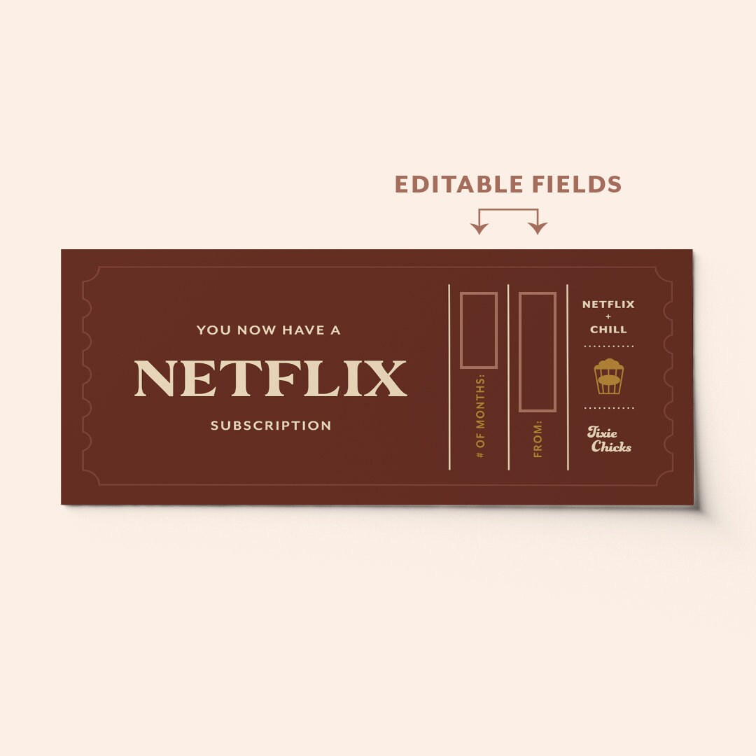 Custom Netflix Subscription Ticket Voucher Surprise Gift - Etsy
