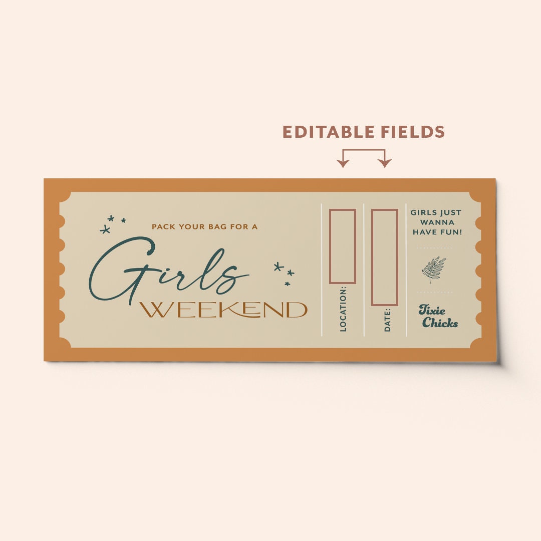 Custom Girls Weekend Ticket Voucher Surprise Trip Activity - Etsy