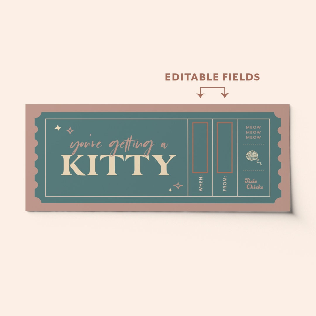 Custom Kitten Cat Ticket Voucher Surprise Gift Ticket BEST - Etsy