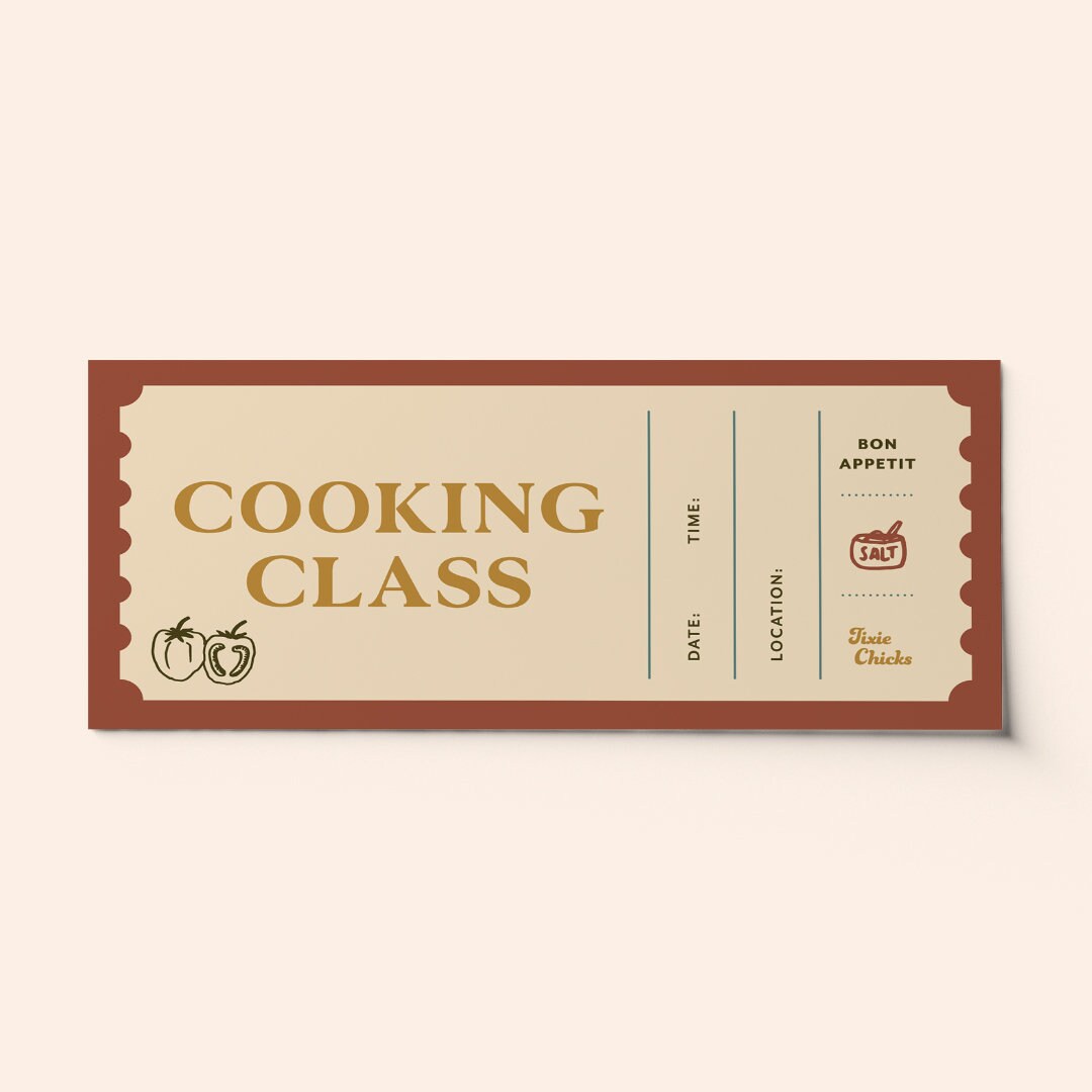 Custom Cooking Class Ticket Voucher Surprise Activity BEST - Etsy