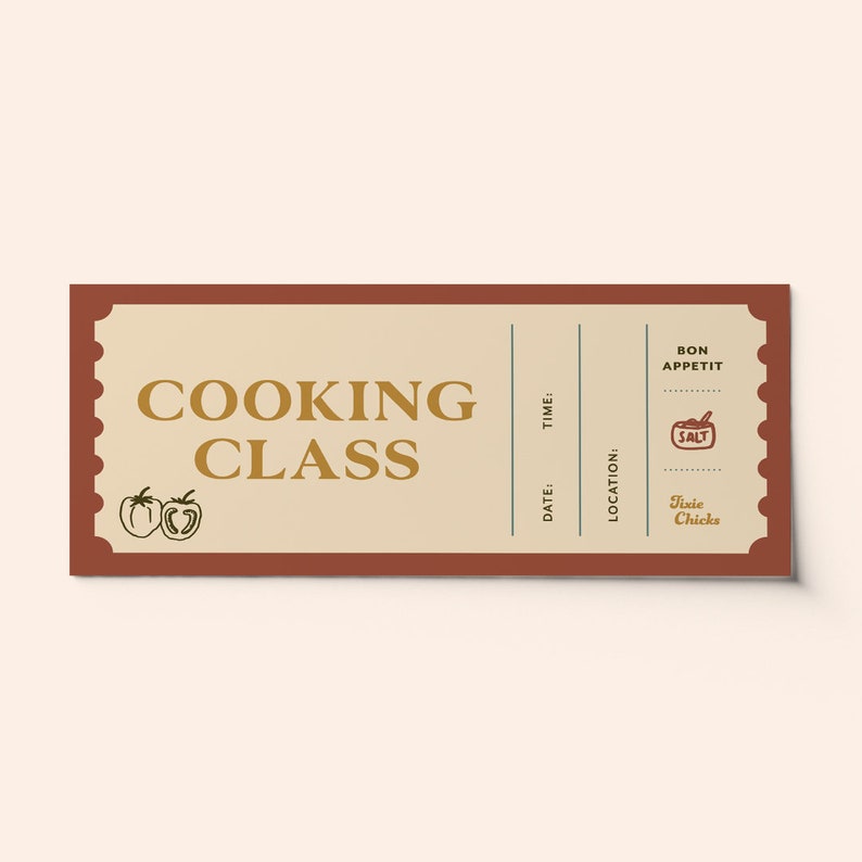 Custom Cooking Class Ticket Voucher Surprise Activity BEST - Etsy
