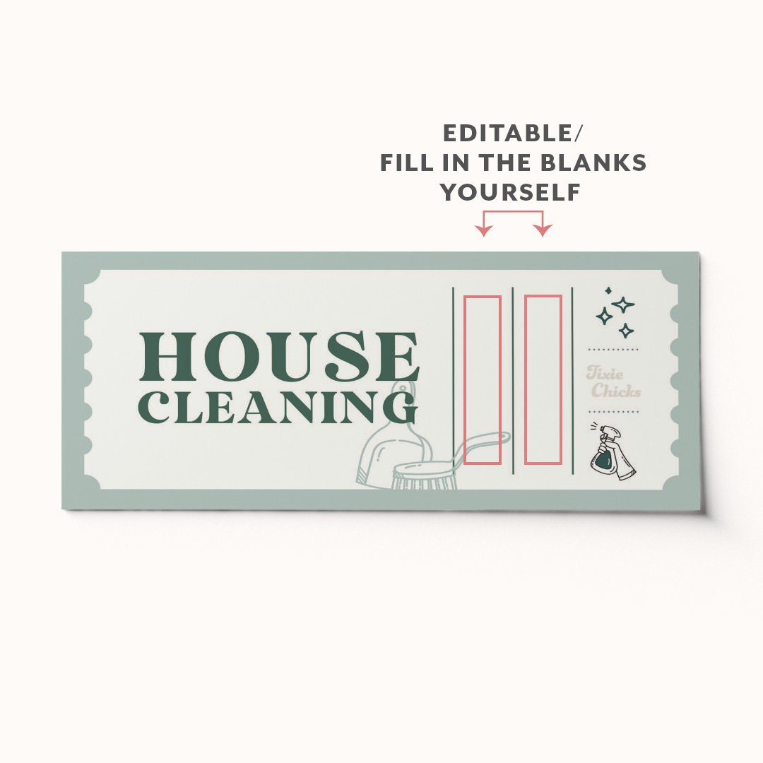 Custom House Cleaning Ticket Voucher • Surprise Ticket • BEST SELLER ...