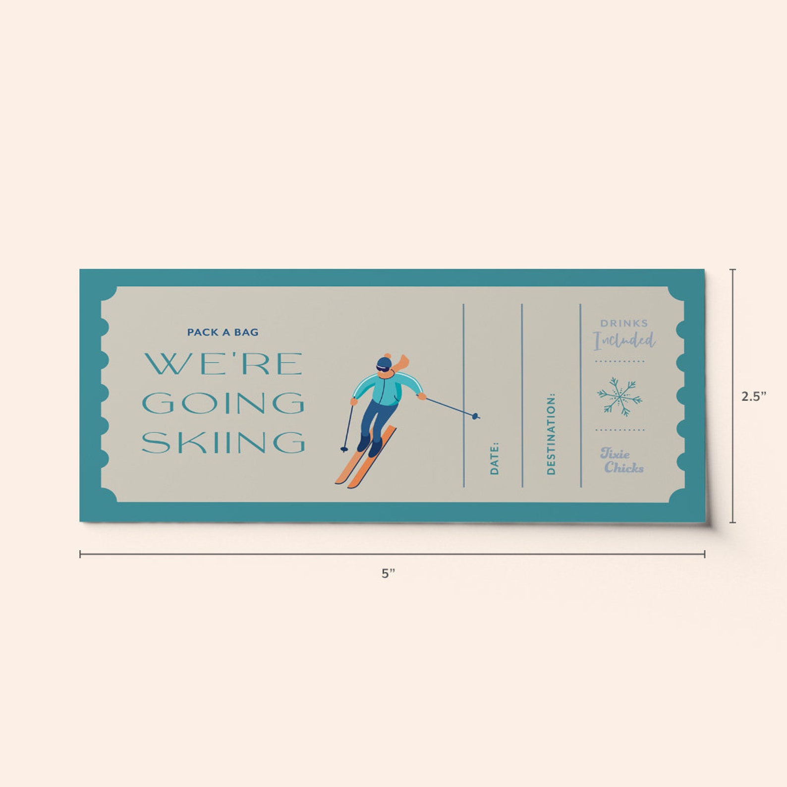 Custom Skiing Ticket Voucher Surprise Trip Vacation BEST - Etsy