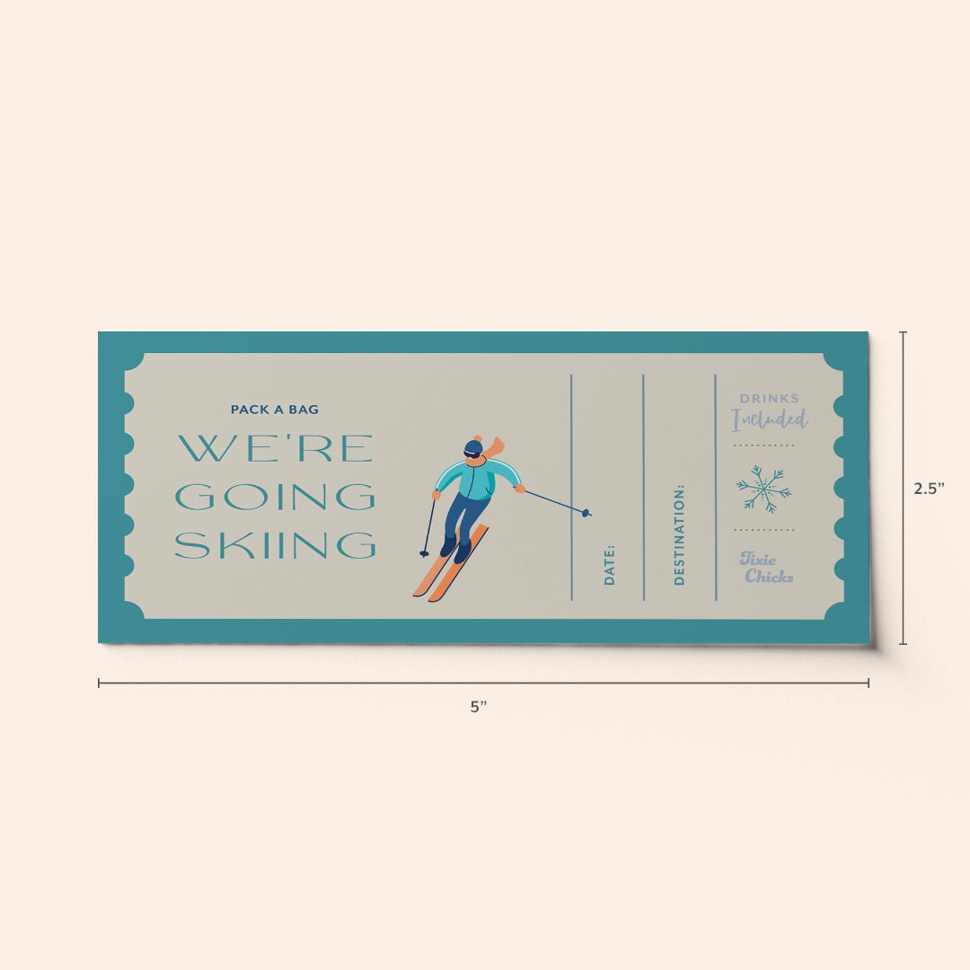 Custom Skiing Ticket Voucher Surprise Trip Vacation BEST - Etsy
