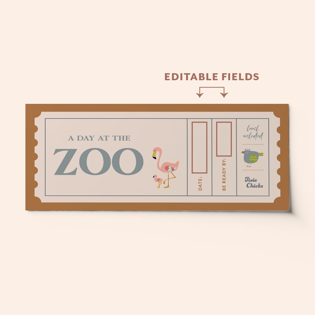 Custom Zoo Ticket Voucher Surprise Trip Activity BEST - Etsy
