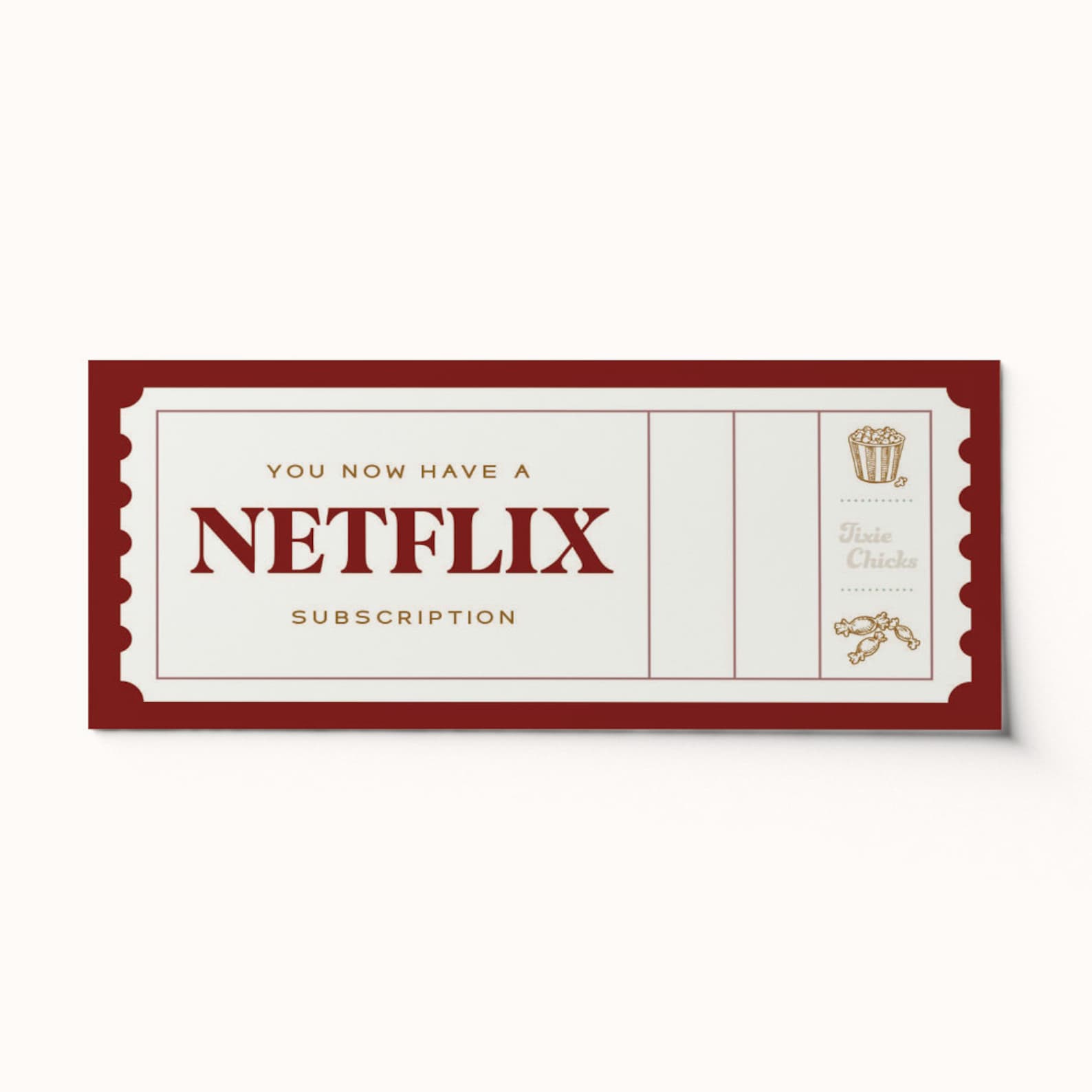 Custom Netflix Subscription Ticket • Printable Gift Voucher (editable ...
