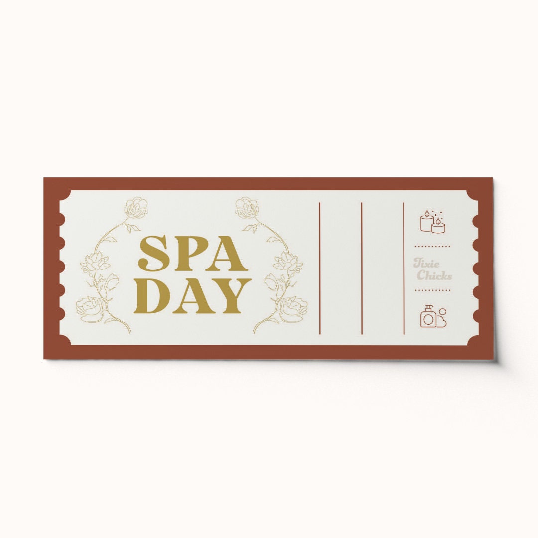 Customizable Spa Day Ticket • Printable Gift Voucher (editable PDF) - Etsy