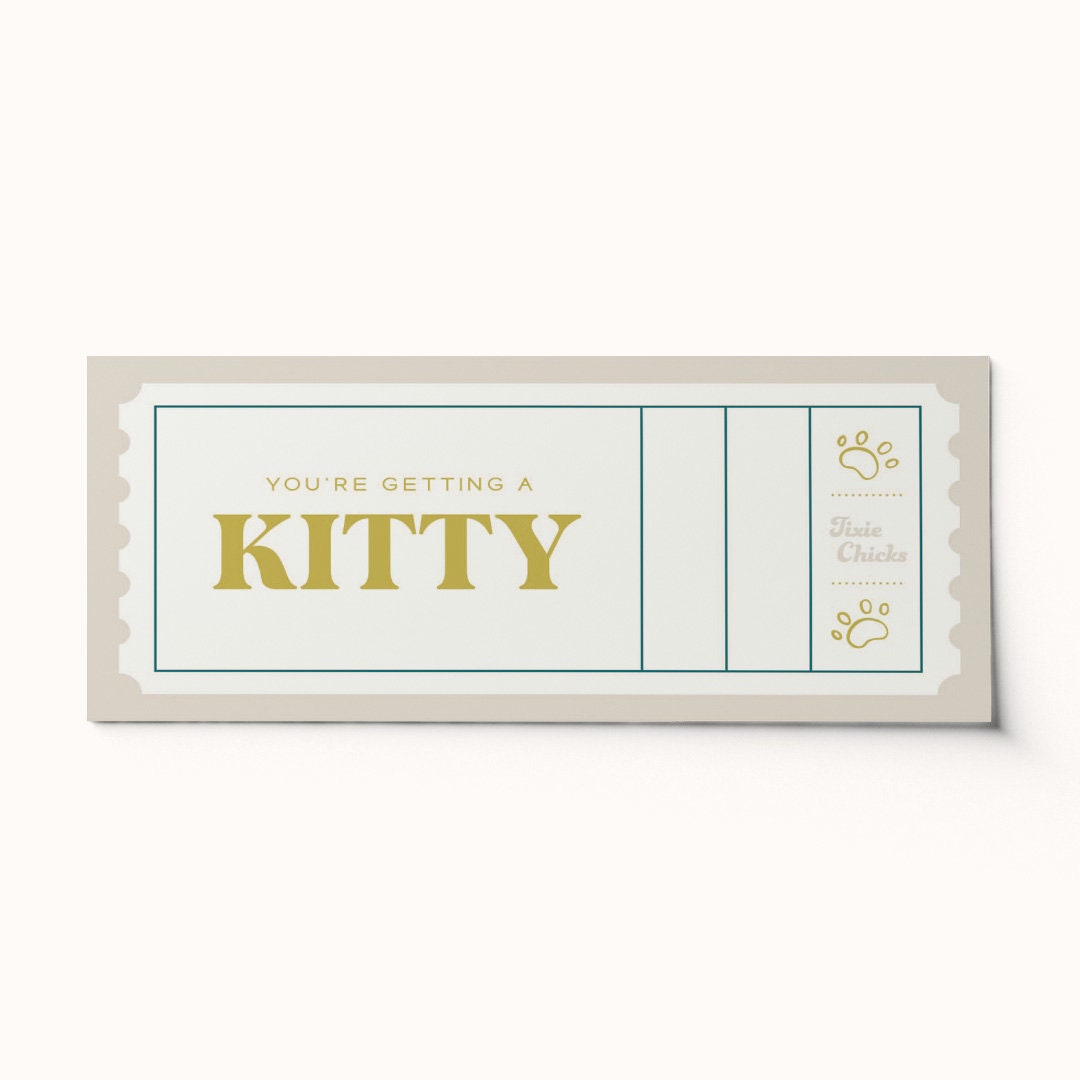 Custom Kitten Cat Ticket Voucher • Surprise Gift Ticket • BEST SELLER ...