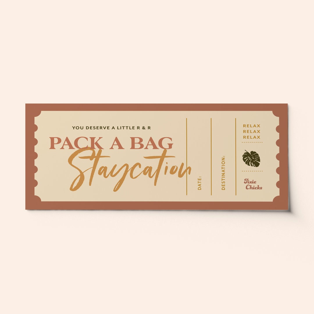 Custom Staycation Ticket Voucher Surprise Trip (Download Now) - Etsy