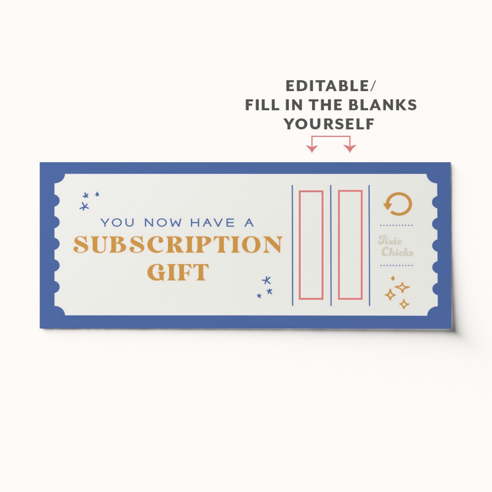 Custom Subscription Ticket Voucher • Printable Surprise Gift (editable ...