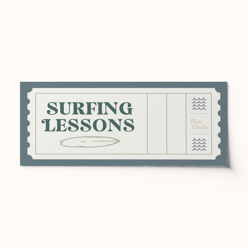 Custom Surfing Lessons Ticket Voucher • Surprise Activity • BEST SELLER ...