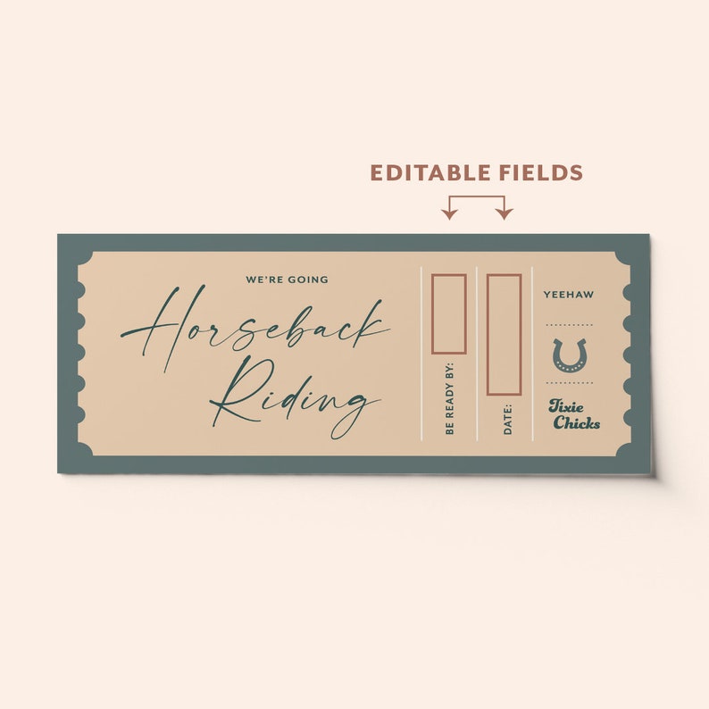 Custom Horseback Riding Ticket Voucher Surprise Activity - Etsy