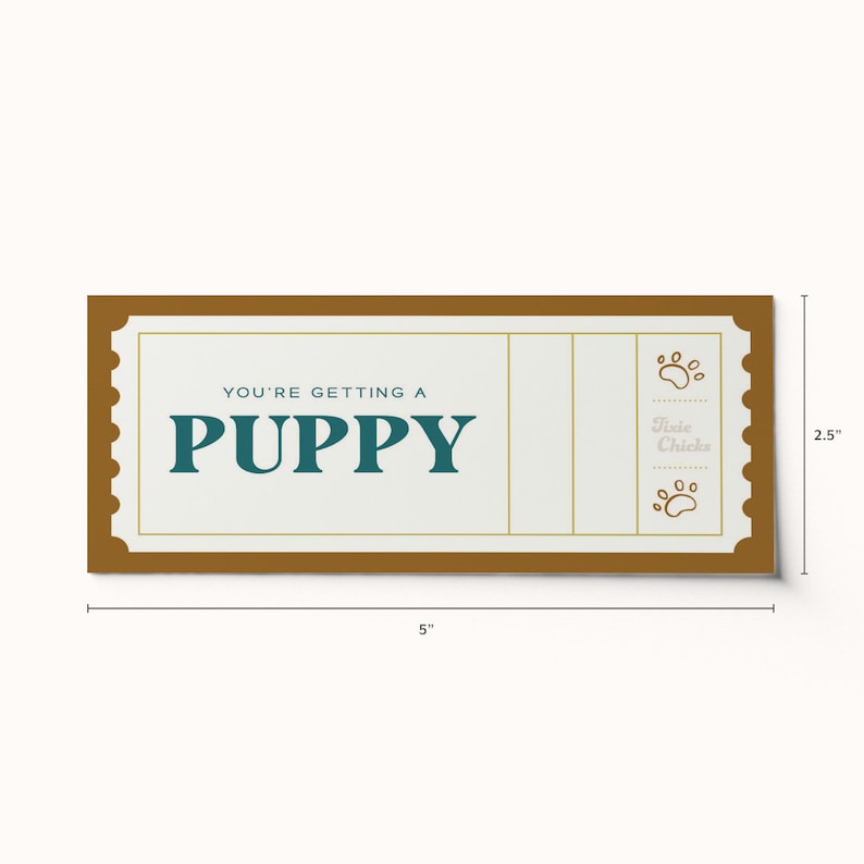 Custom Puppy/dog Ticket Voucher • Surprise Gift • BEST SELLER • Custom ...