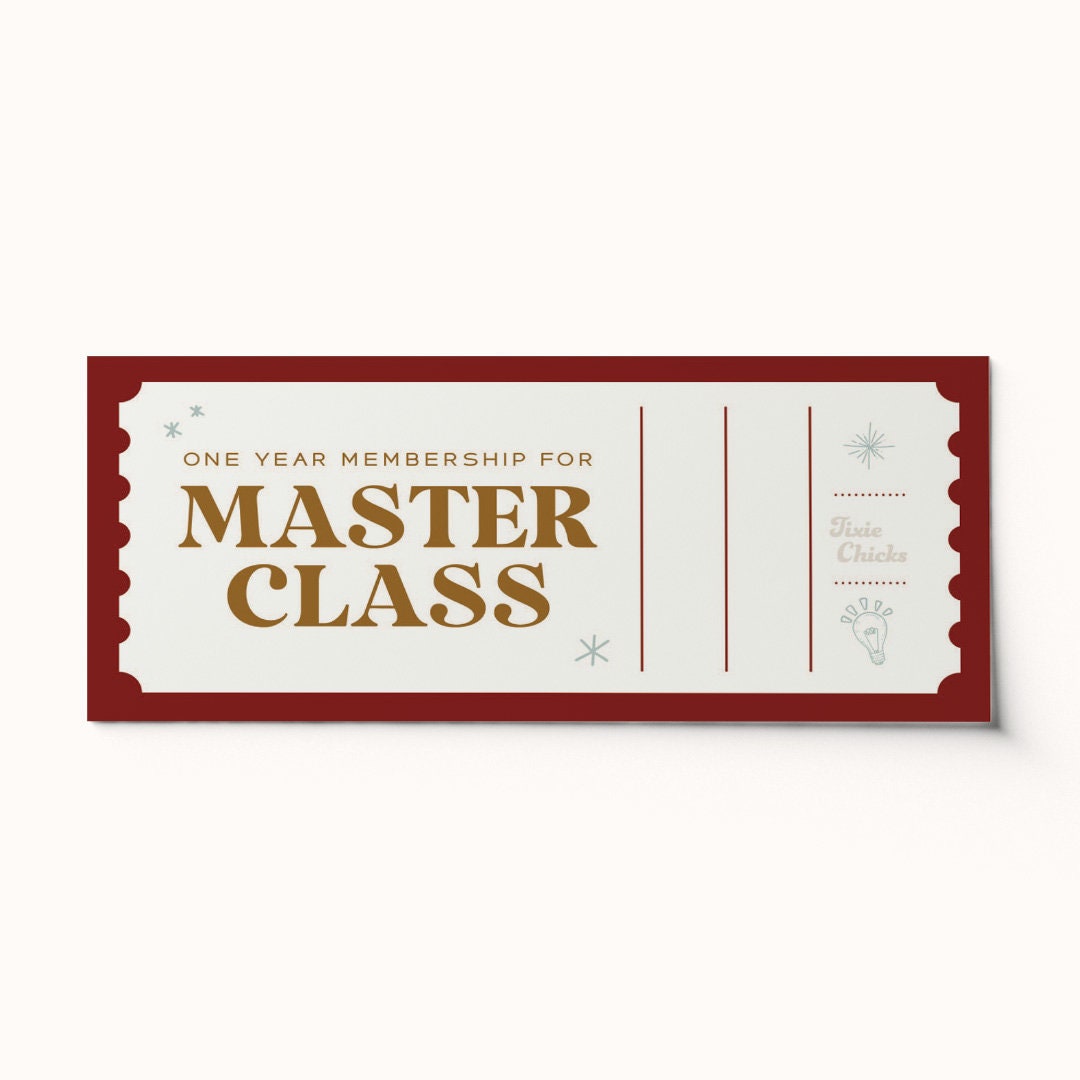 Custom Masterclass Subscription Ticket Voucher • Surprise Activity Gift ...
