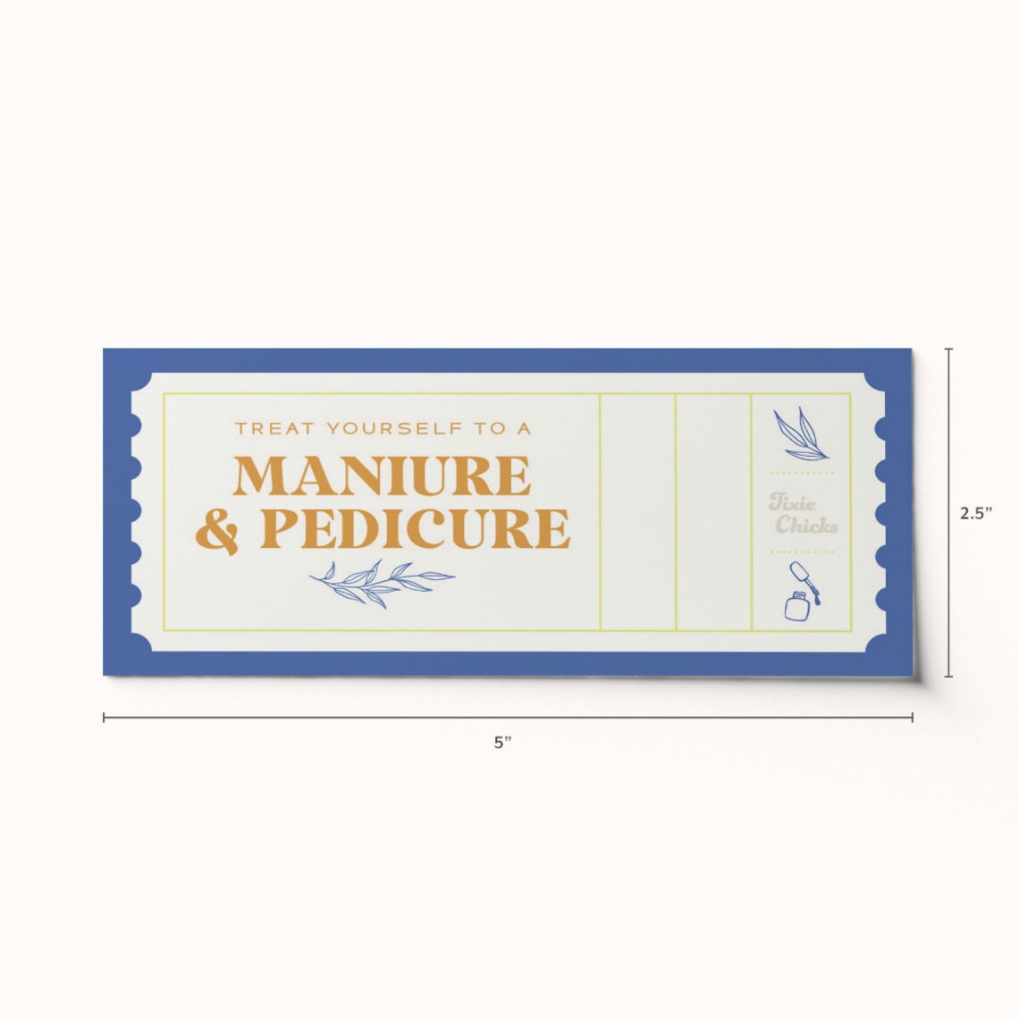 Custom Manicure Pedicure Ticket Voucher • Editable PDF Coupon - Etsy