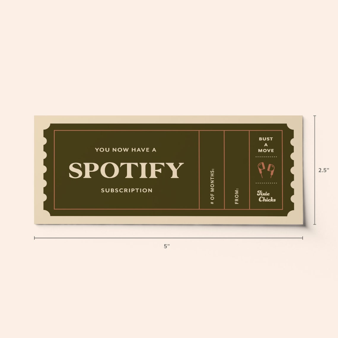 Custom Spotify Subscription Ticket • Printable Gift Voucher (editable ...