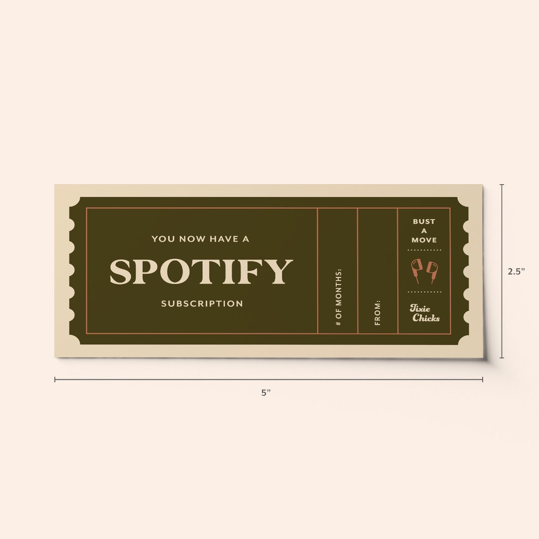Custom Spotify Subscription Ticket • Printable Gift Voucher (editable ...