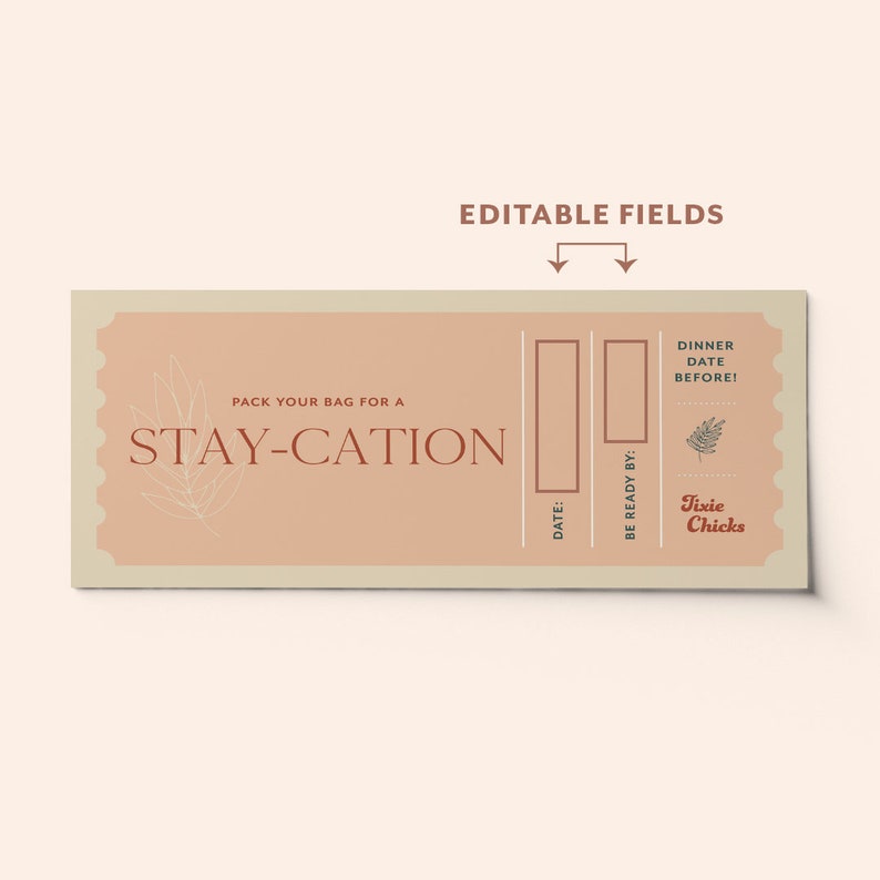Custom Staycation Ticket Voucher Surprise Trip Vacation - Etsy