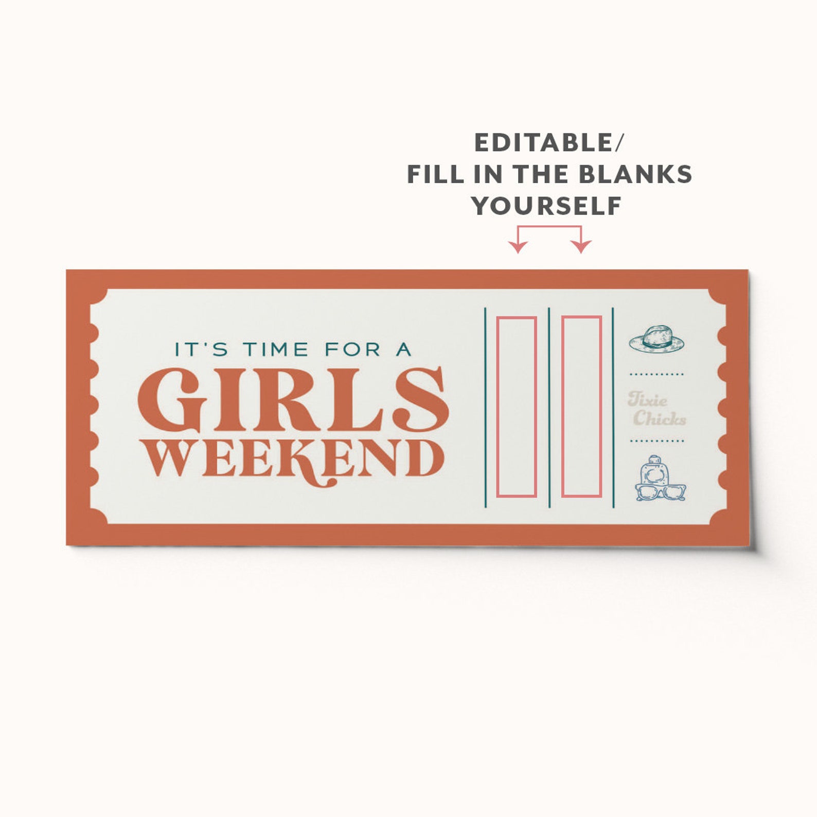 Custom Girls Weekend Ticket Voucher • Surprise Trip Activity • BEST ...