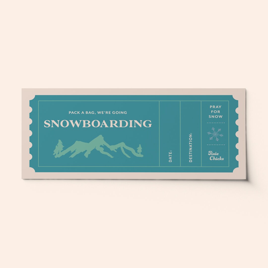 Custom Snowboarding Trip Ticket Voucher Surprise Trip - Etsy