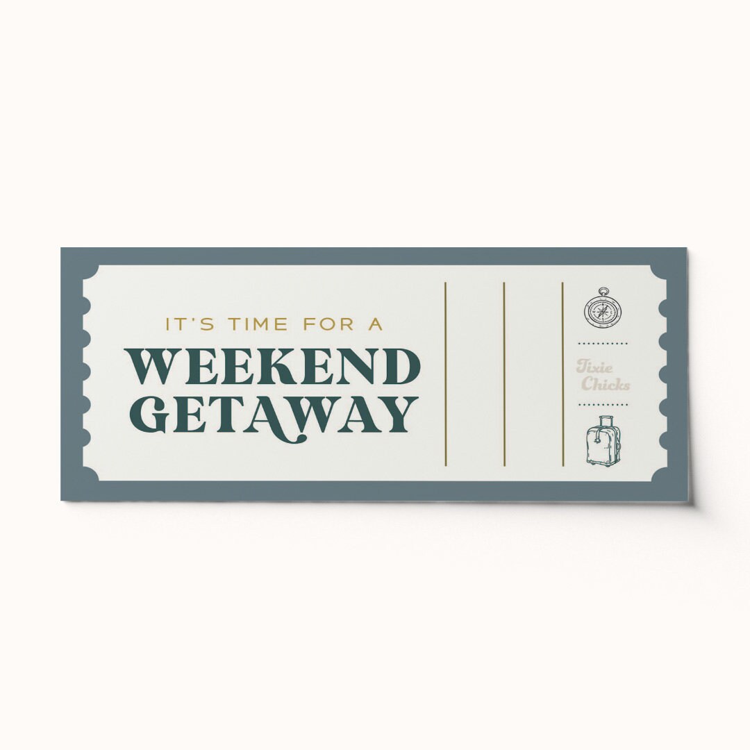 Custom Weekend Getaway Ticket Voucher • Surprise Trip Activity • BEST ...