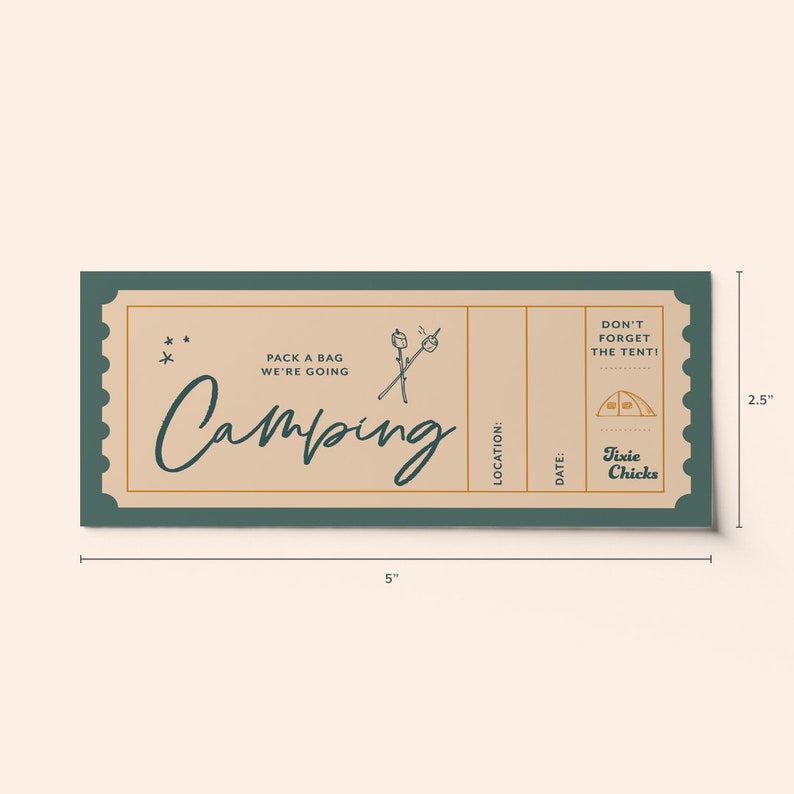 Custom Camping Trip Ticket Voucher Surprise Trip Activity - Etsy