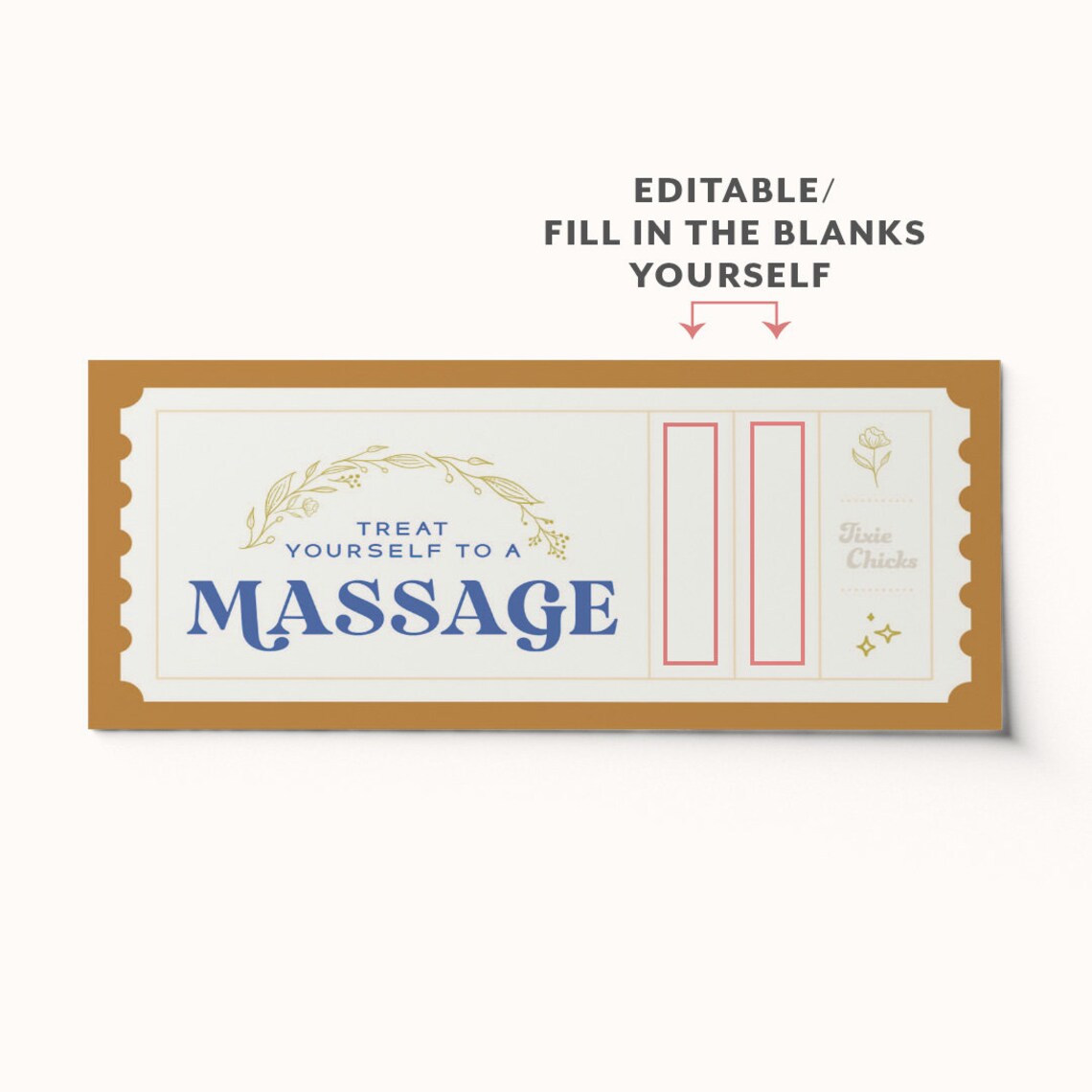 Custom Massage Gift Ticket • Editable PDF Voucher - Etsy