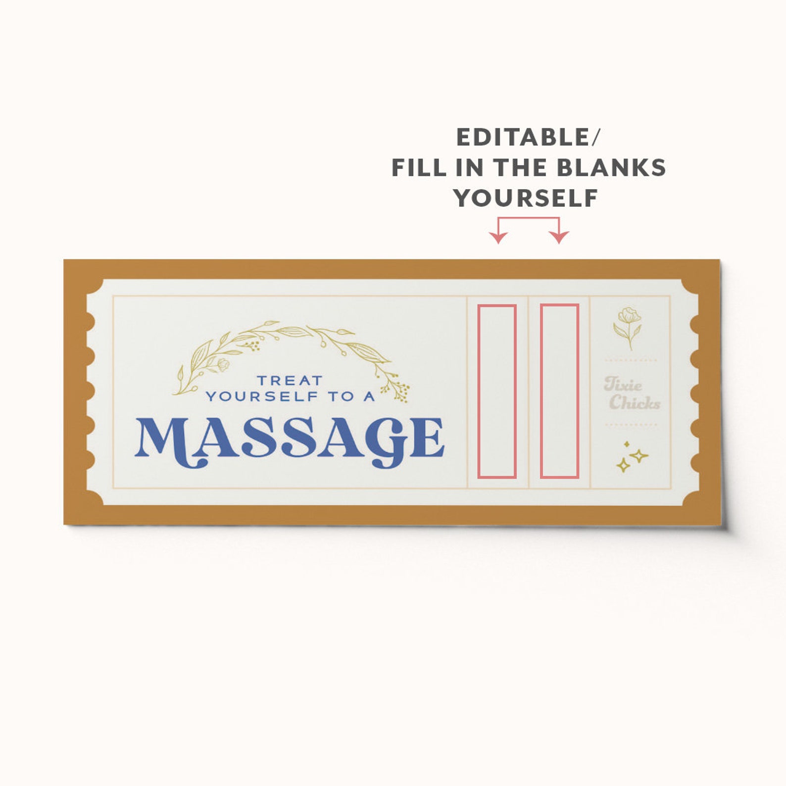 Custom Massage Gift Ticket • Editable PDF Voucher - Etsy