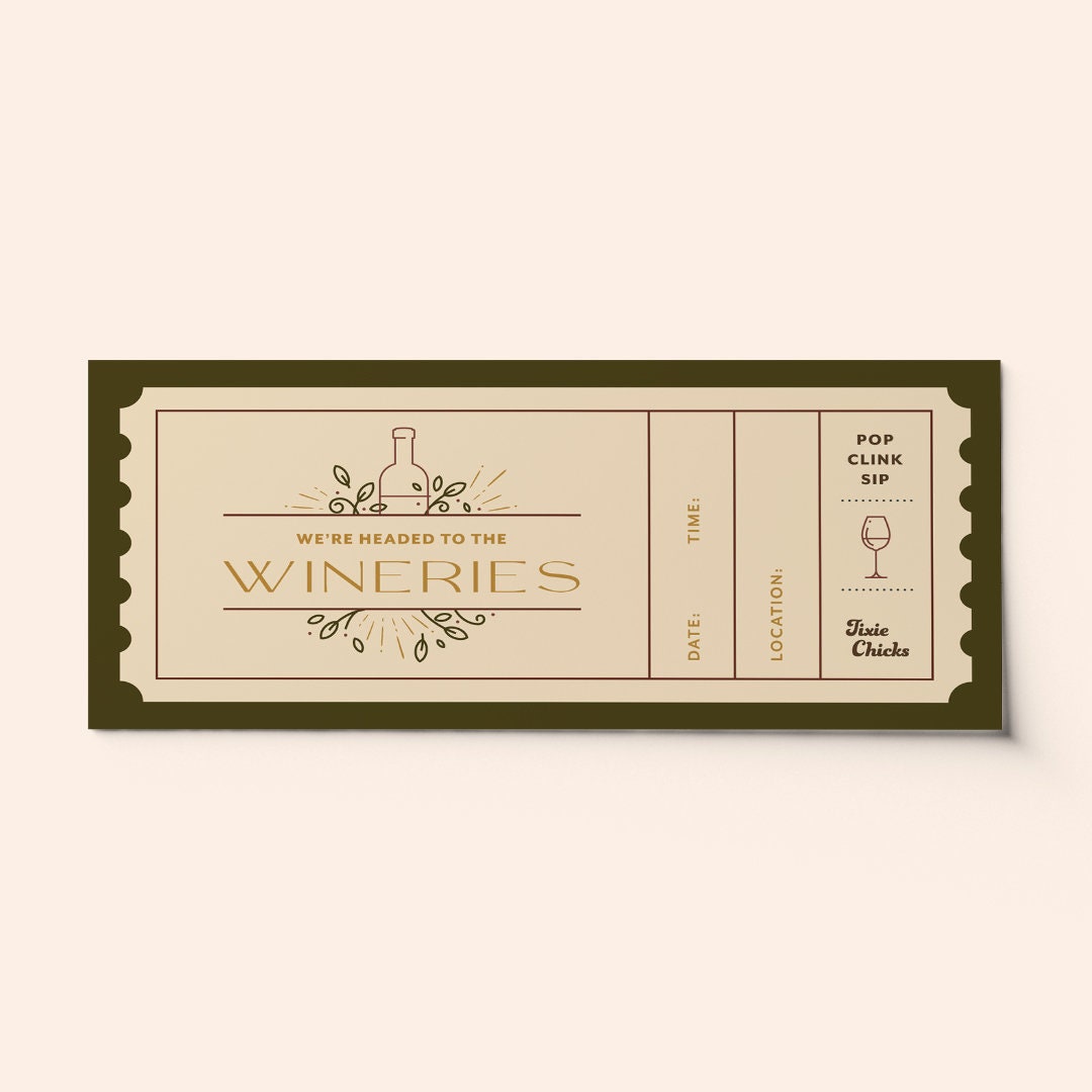 Custom Winery Ticket Voucher Surprise Trip Activity BEST | Etsy