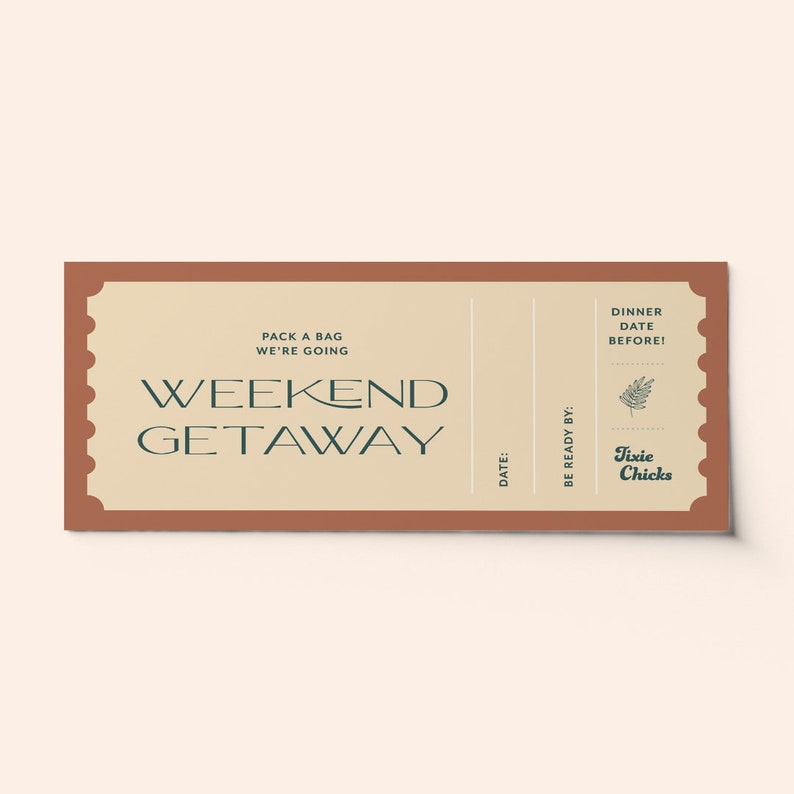 Custom Weekend Getaway Ticket Voucher Surprise Trip Activity - Etsy