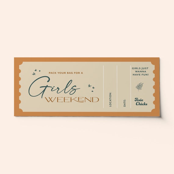 Custom Girls Weekend Ticket Voucher Surprise Trip Activity | Etsy