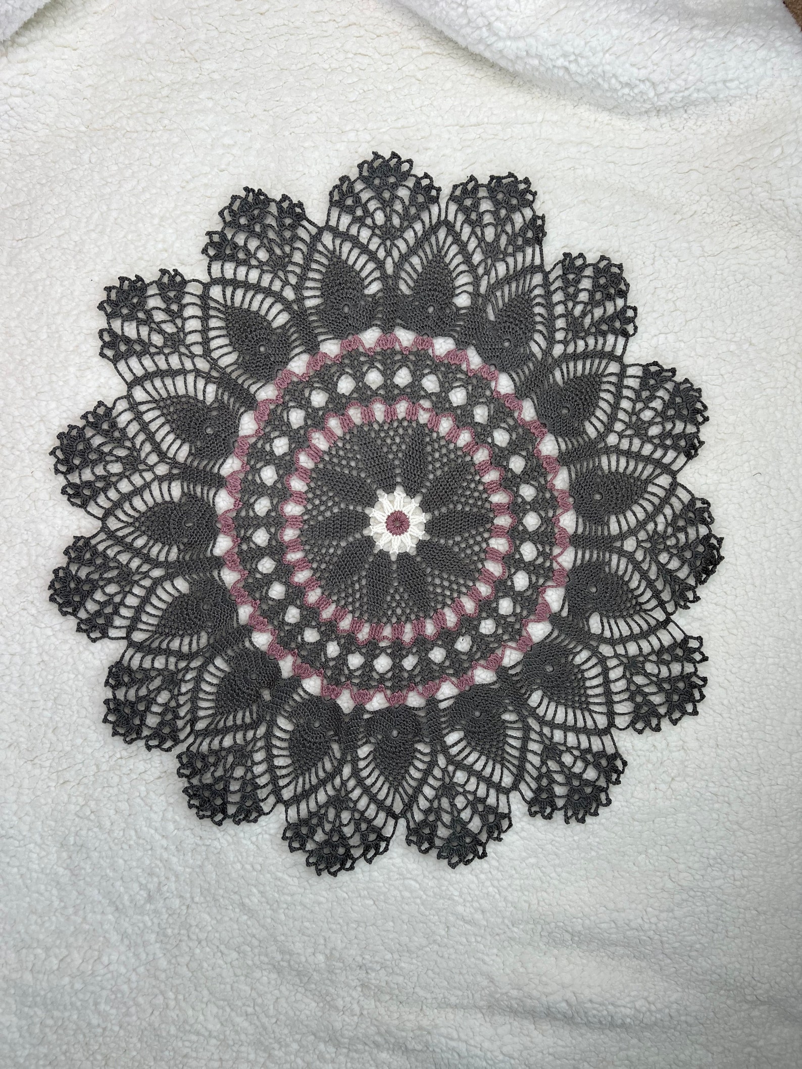 Gray and Pink Round Table Doily 21 Inch, 52cm - Etsy