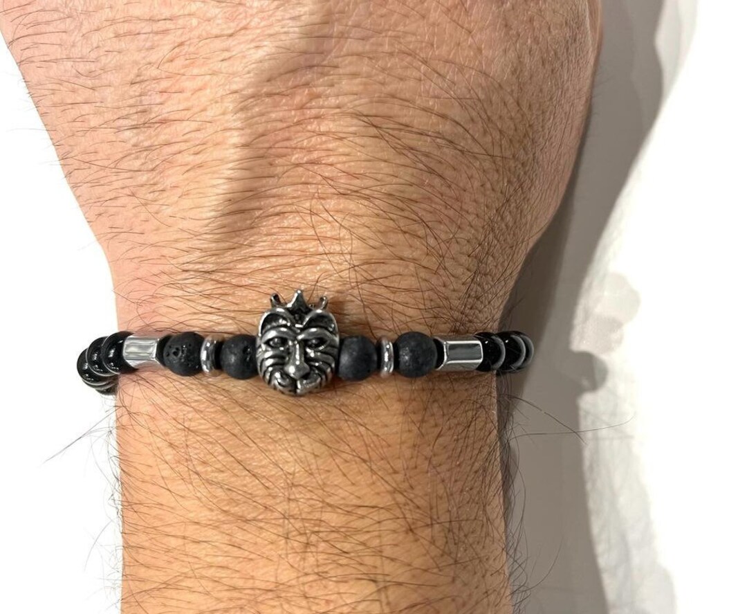 Dainty Beaded Bracelet for Men, Metal Bracelet, Men Strength Bracelet ...