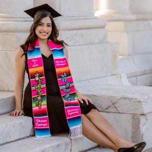 Pink Graduation Stole, Custom Graduation Stole, Class of 2025, Gift for ...