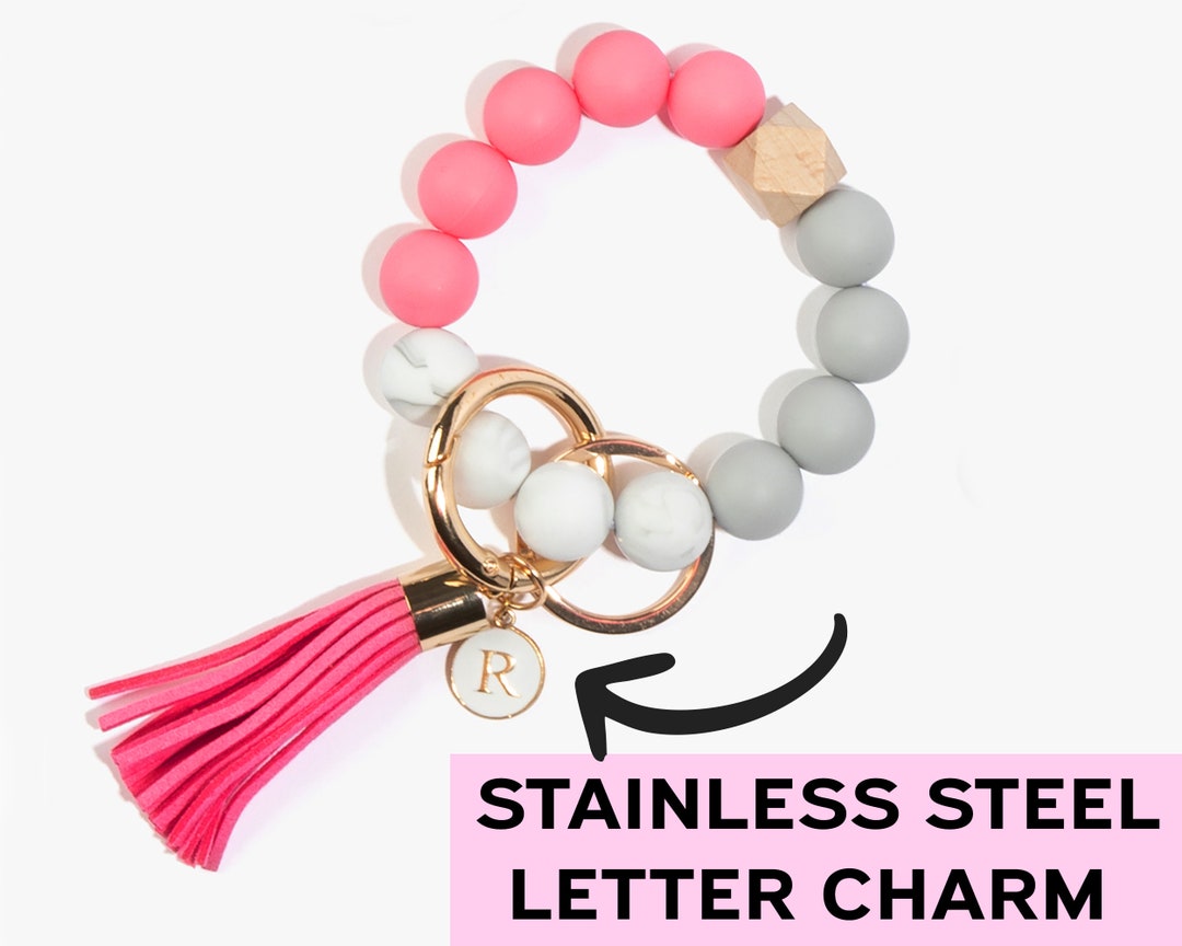 Wristlet Keychain, Personalized Silicone Beaded Keychain Wristlet ...