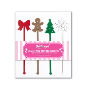 Christmas Swizzle Sticks, Holiday Beverage Mixers, Xmas Drink Stirrers ...